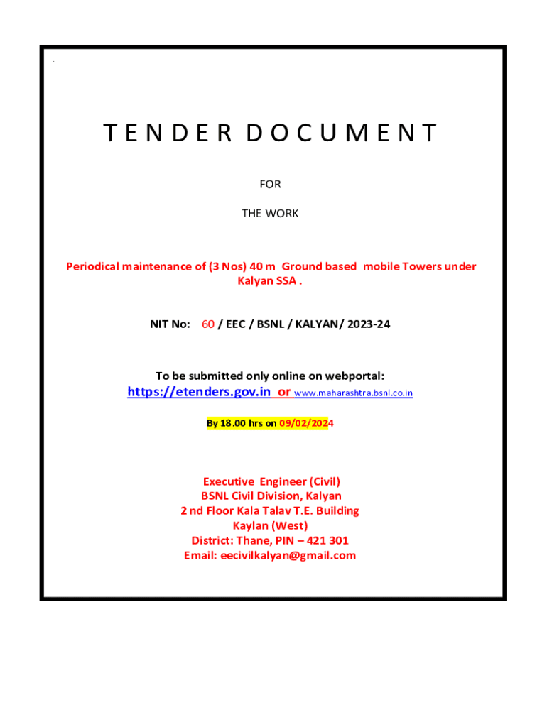 Fillable Online Periodical maintenance of (3 Nos) 40 m Ground based ...
