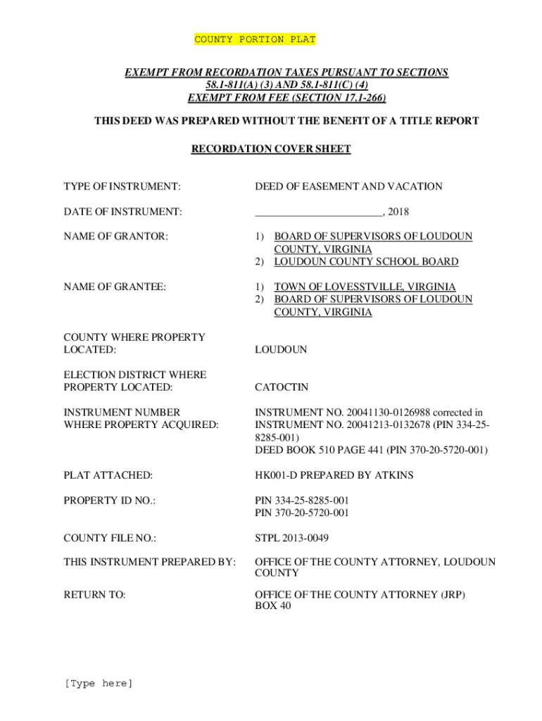 Fillable Online 1-27-23 VOF Model Deed of Open-Space Easement Fax Email ...