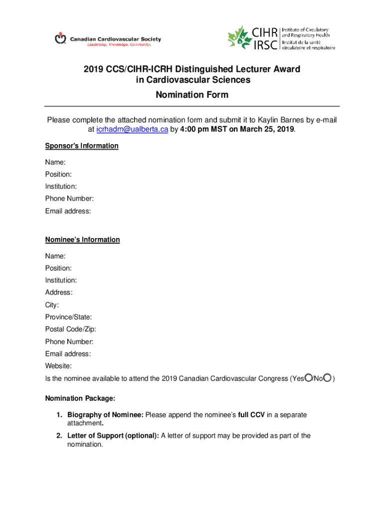 Fillable Online Forms and Checklists - CIHR Fax Email Print - pdfFiller