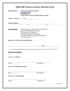 Fillable Online ssom luc IPBS PhD Track & Advisor Selection Form Fax Email Print - pdfFiller