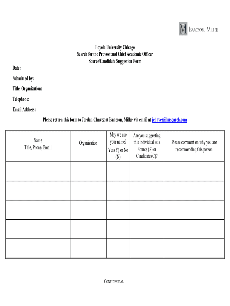 Fillable Online Source and Candidate Suggestion Form Fax Email Print - pdfFiller