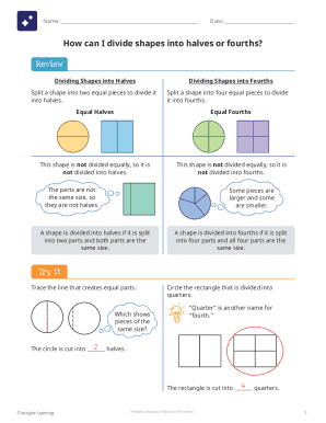 Fillable Online How can I divide shapes into halves or fourths? Fax ...