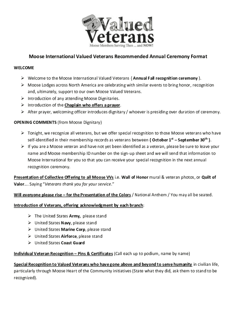 Fillable Online Valued-Veterans-Recognition-Ceremony. ... Fax Email ...