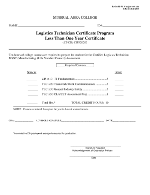 Fillable Online Certified Logistics Technician Certificate Fax Email ...