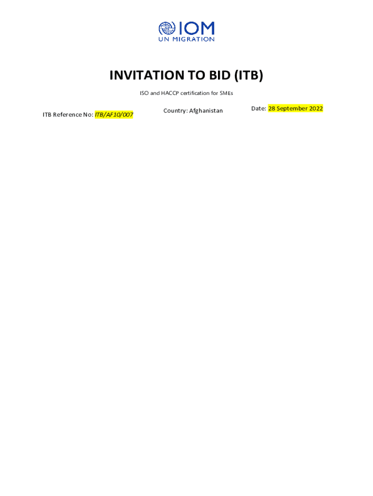 Fillable Online Invitation to Bid for ISO and HACCP Certification of ...