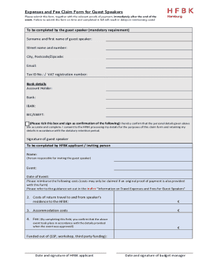 Fillable Online Expenses and Fee Claim Form for Guest Speakers Fax ...
