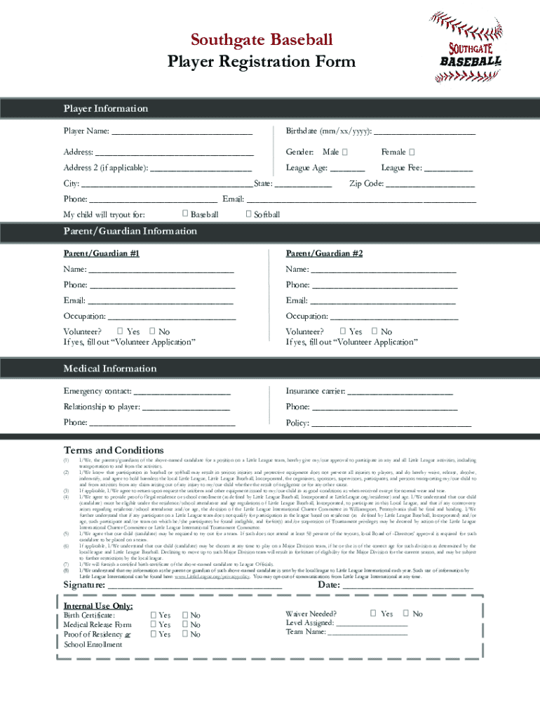 Fillable Online 2024 Registration Form (Durham Minor Ball) Fax Email ...