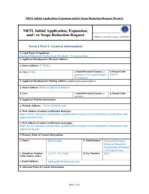 Fillable Online OSHA Form 5-30-5 NRTL Initial Application, Expansion ...