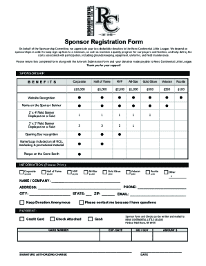 Fillable Online Sponsor Registration Form Cash - cloudfront.net Fax ...