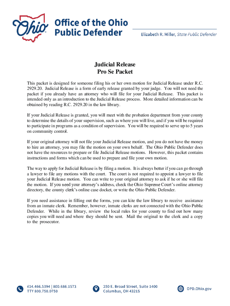 Fillable Online Ohio Judicial Release: What You Need to Know Fax Email Print - pdfFiller