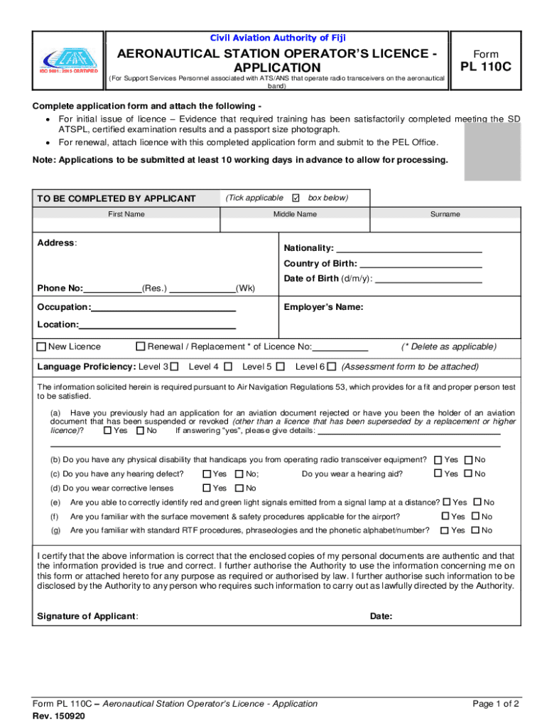 Fillable Online caaf org AERONAUTICAL STATION OPERATORS LICENCE ...