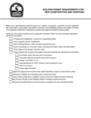 Fillable Online Building Permit Requirements For New Constructions And ...