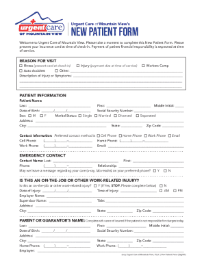 Fillable Online New Patient Paperwork - Mountain View Family Physician ...