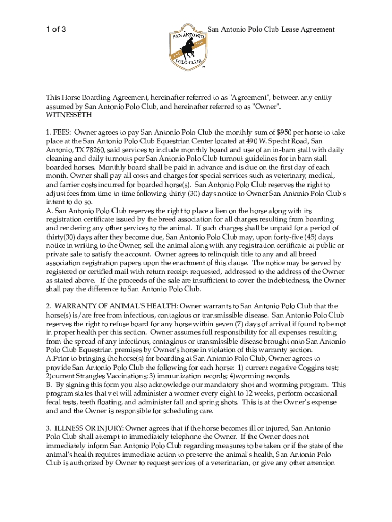 Fillable Online Fillable Online of 3San Antonio Polo Club Lease ...