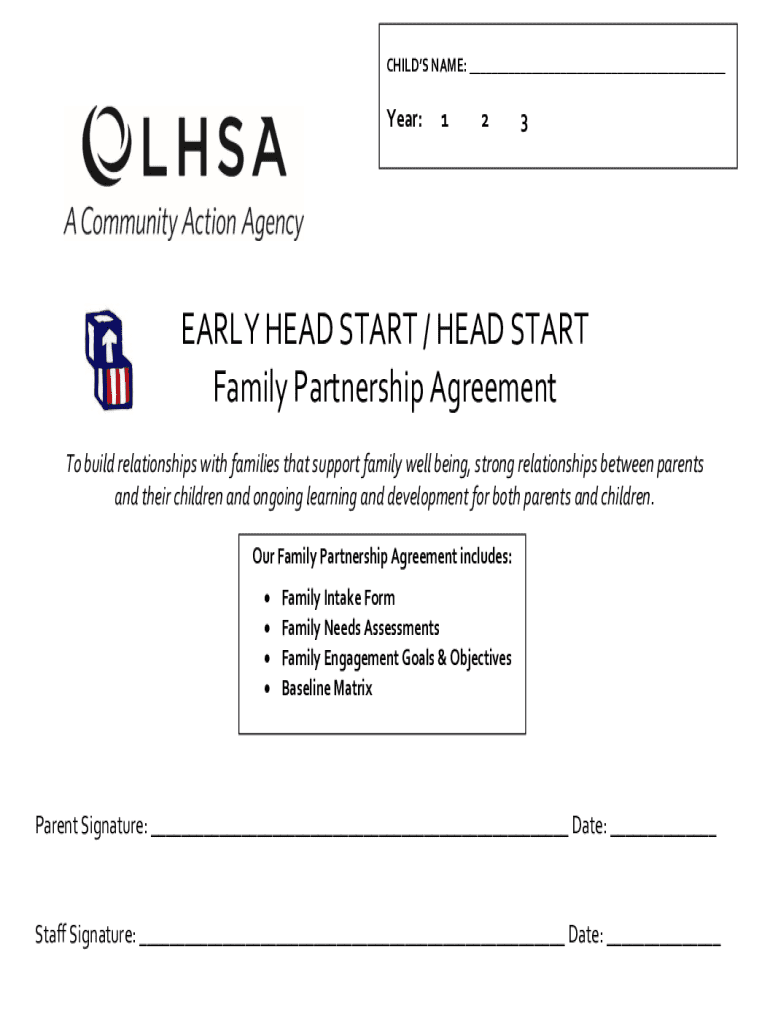 Fillable Online EARLY HEAD START / HEAD START Family Partnership ...