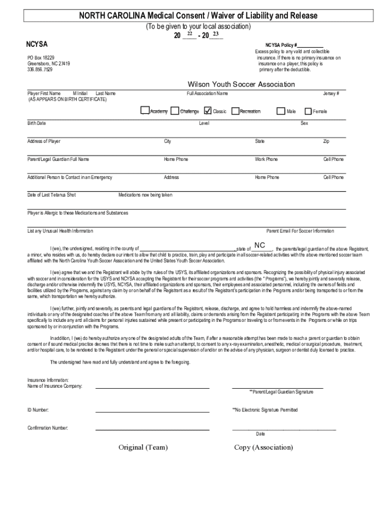 Fillable Online Free North Carolina Release / Waiver Form Template Fax ...