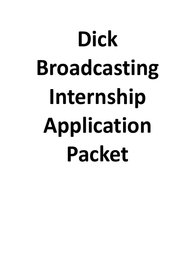 Fillable Online dick broadcasting (wkrr/wkzl) internship availability ...
