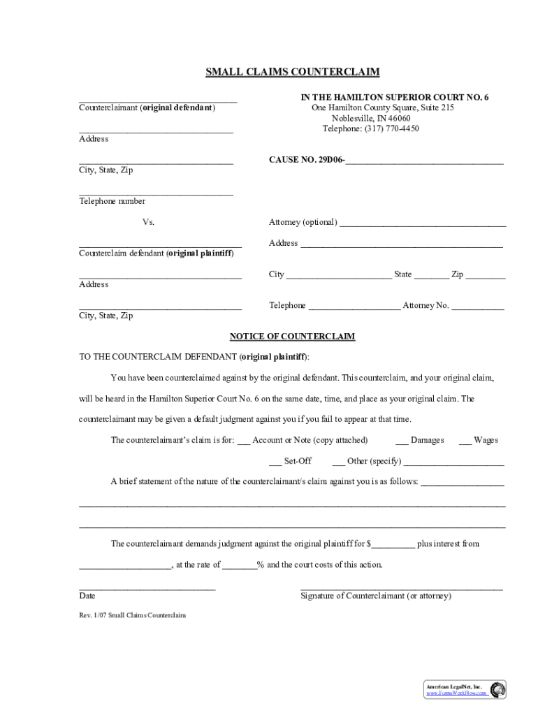 Fillable Online 137622110SMALL CLAIMS COUNTERCLAIM.doc Fax Email Print ...