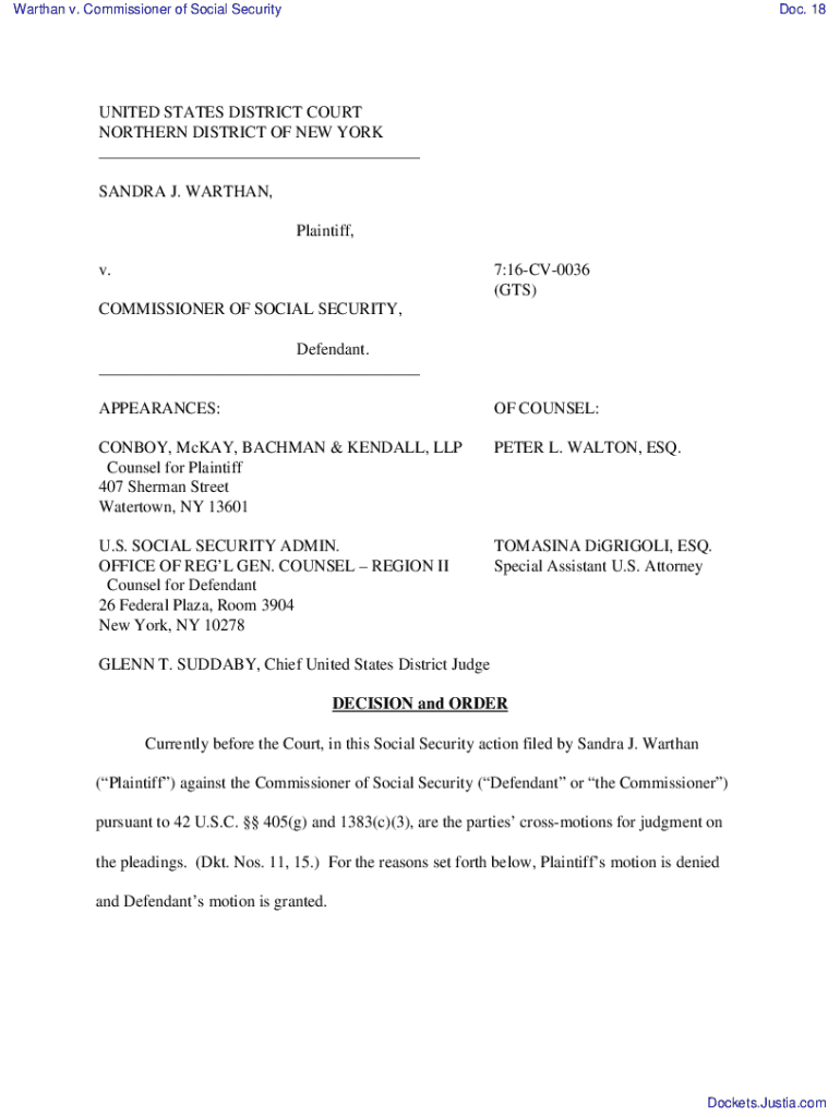 Fillable Online DECISION AND ORDER denying # 11 Plaintiff's motion for judgment on the pleadings ...