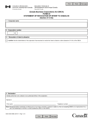 Fillable Online ISED-ISDE 3090E - Statement of Revocation of Intent to ...