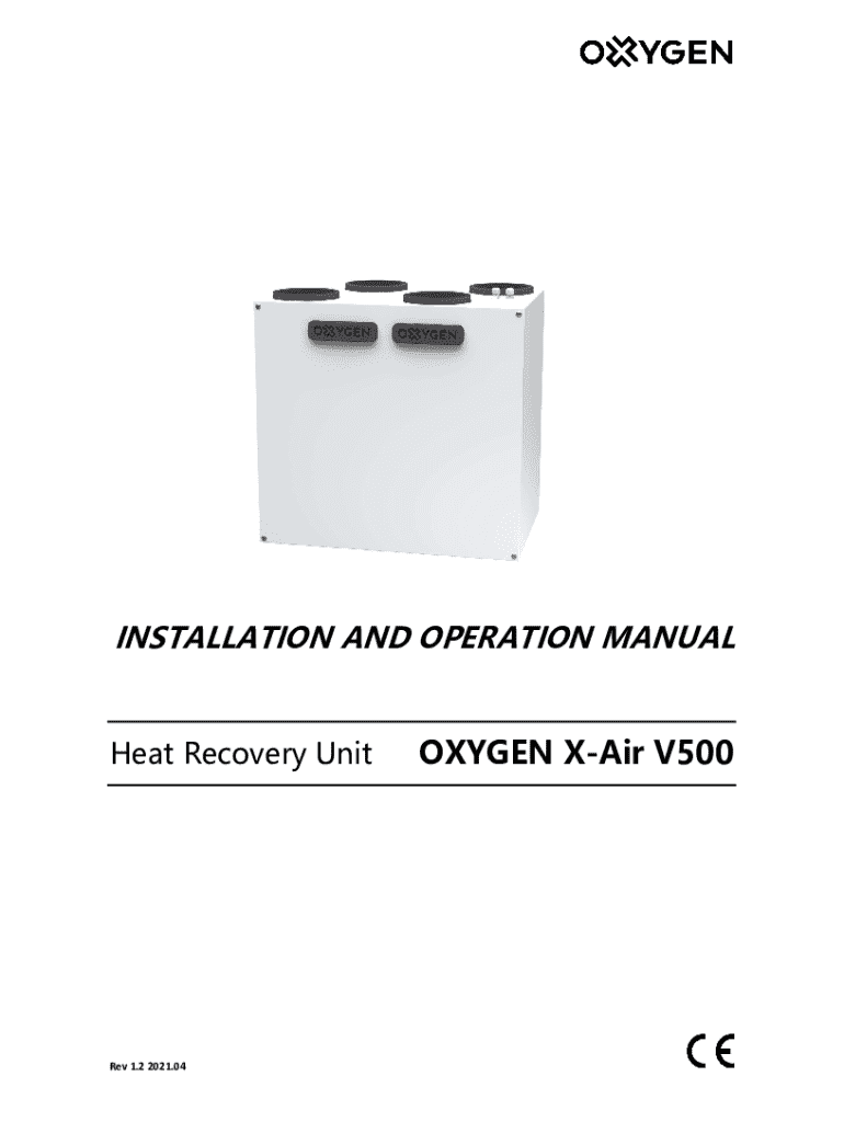 Fillable Online OXYGEN X-Air V500 installation and operation manual v1 ...