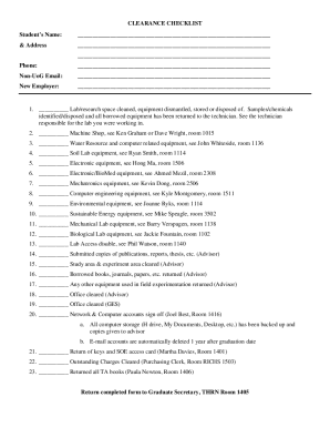 Fillable Online Laboratory Close-Out Required Checklist Fax Email Print ...
