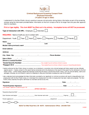 Fillable Online Adult Criminal Background Screening Consent Form Fax ...