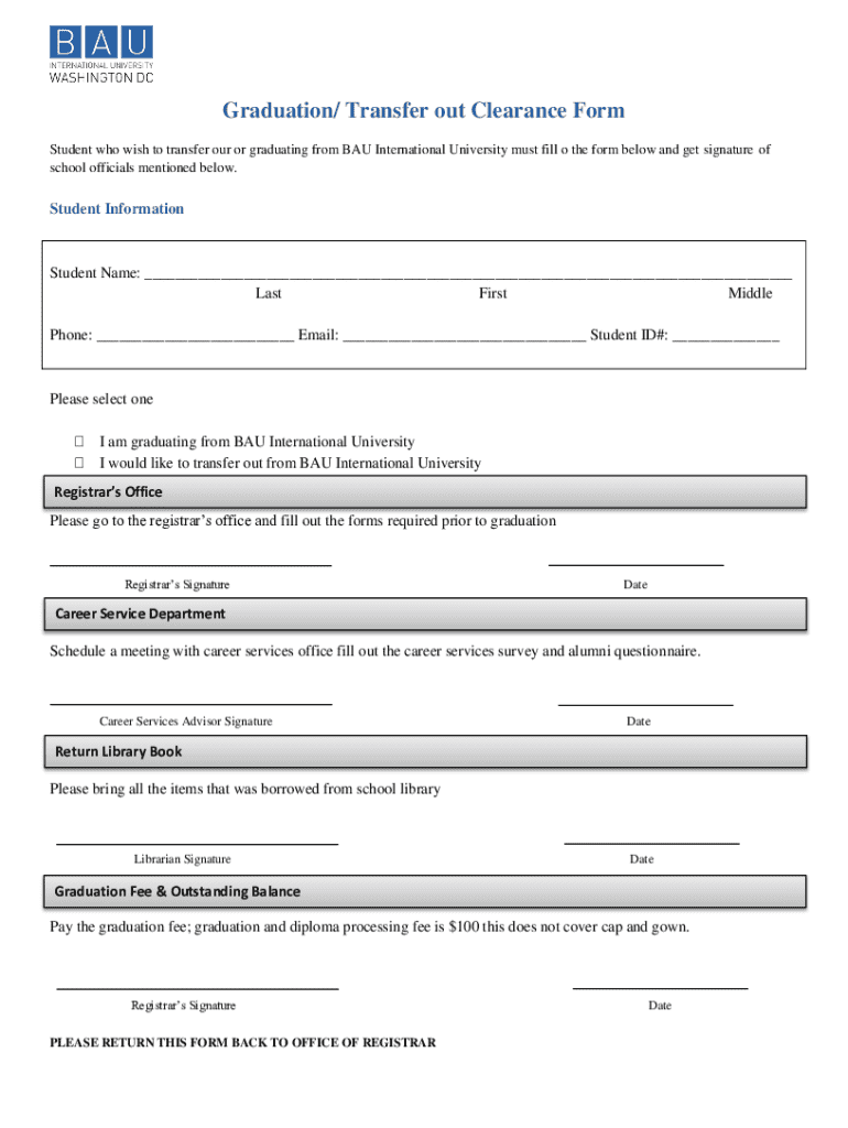 Fillable Online Transfer-In Clearance Form - International Programs Fax ...