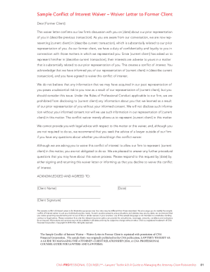 Fillable Online sample subsequent representation conflict waiver letter ...