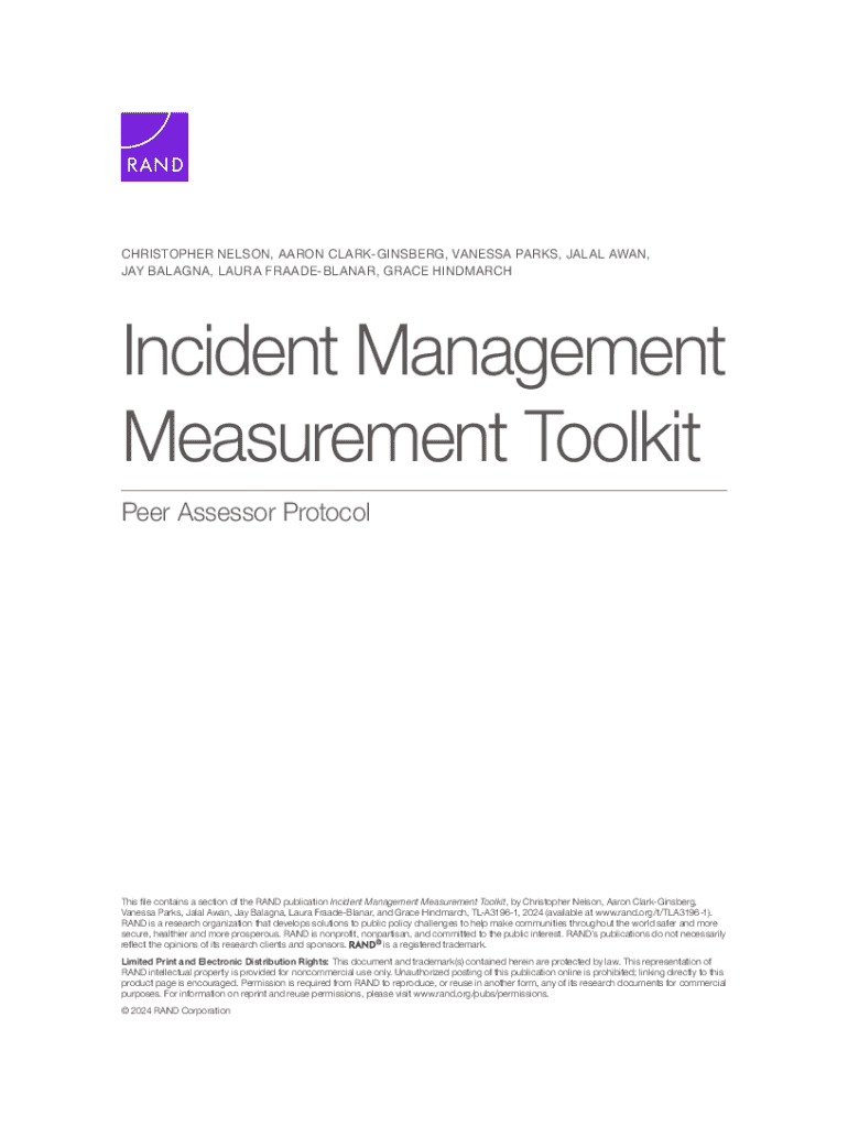 Fillable Online Incident Management Measurement Toolkit. The Incident ...