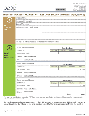 Fillable Online PEPP Employer - Member Account Adjustment Form Fax ...