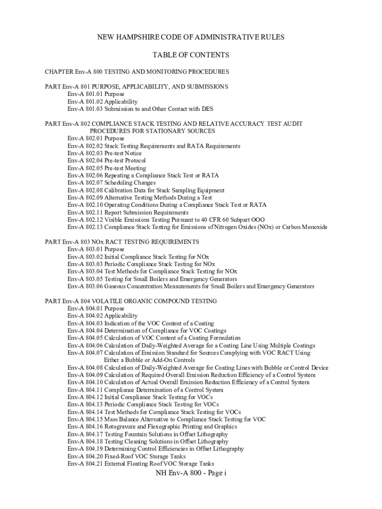 Fillable Online Administrative RulesNH Department of Environmental ... Fax Email Print - pdfFiller