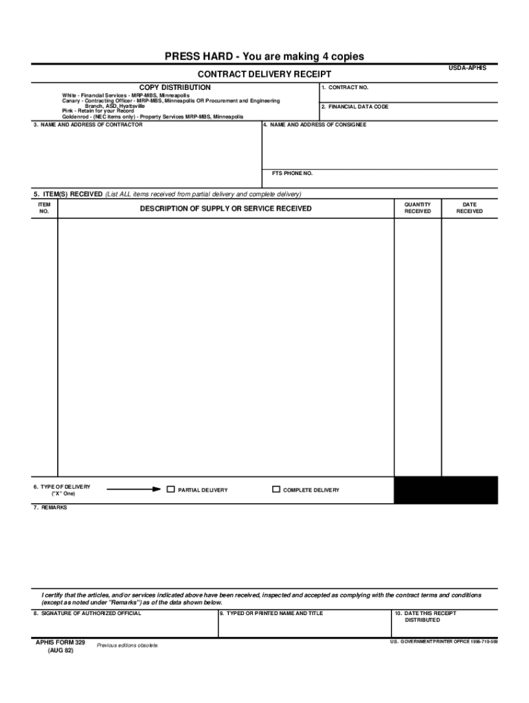 Fillable Online APHIS Form 329 - Fill Out and Sign Printable PDF ...