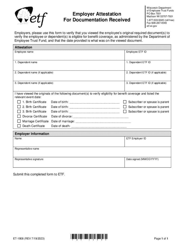 Fillable Online etf wi Employer Forms, Brochures and PublicationsETF ...