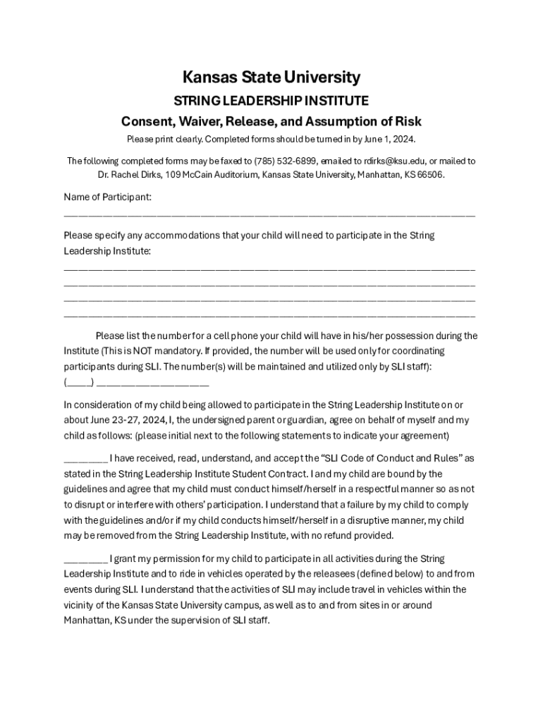 Fillable Online SLI Parent/Guardian Permission Forms Packet Fax Email ...