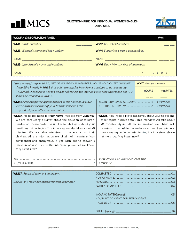 Fillable Online Somalia Multiple Indicator Cluster Survey Fax Email ...