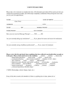 Fillable Online CLIENT INTAKE FORM Please take a few moments to ...