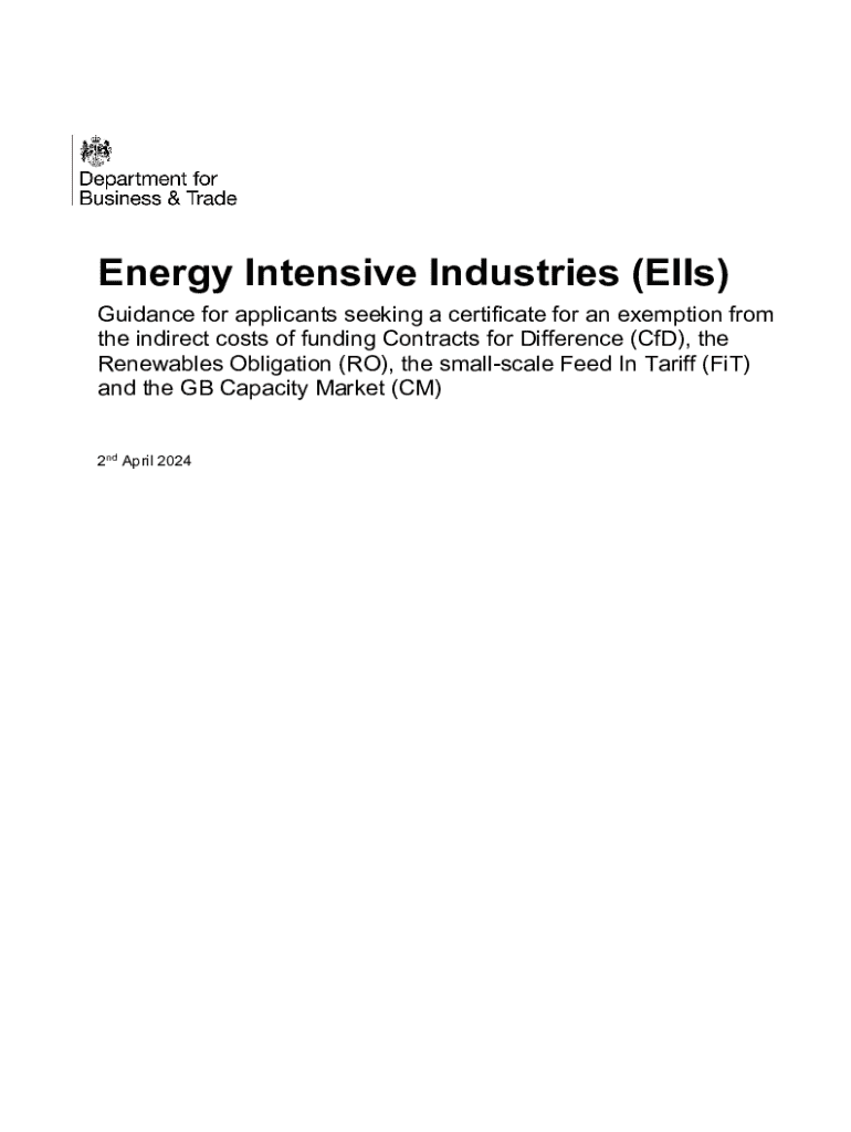 Fillable Online A guide to the EII Renewable Levy Exemption Scheme ...