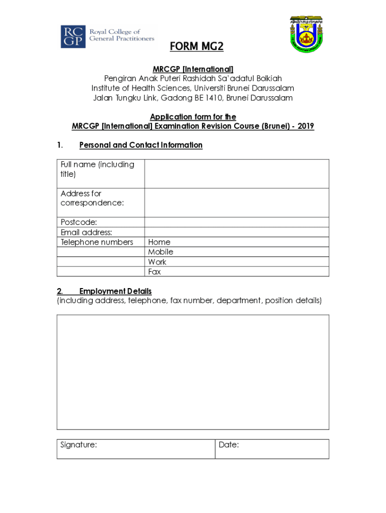 Fillable Online MRCGP-REVISION-COURSE-APPLICATION-FORM-2019 Fax Email ...
