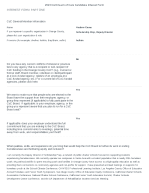 Fillable Online INTEREST FORM: PART ONE Fax Email Print - pdfFiller