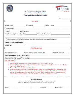 Fillable Online Transport Cancellation Form Fax Email Print - pdfFiller