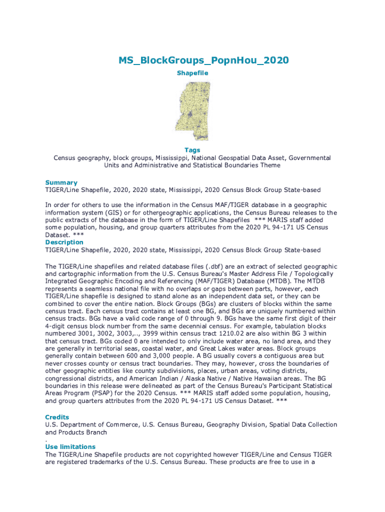 Fillable Online TIGER/Line Shapefile, 2021, State, Mississippi, Block ...