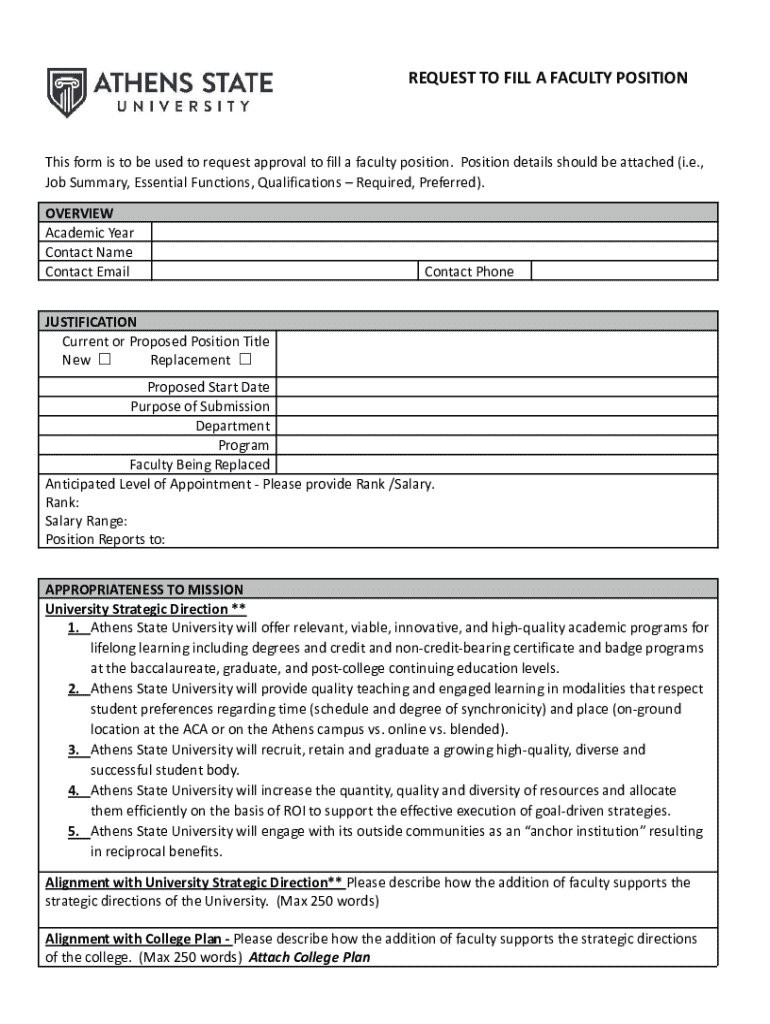 Fillable Online job posting instructions for department head, dean, and vice ... Fax Email Print ...