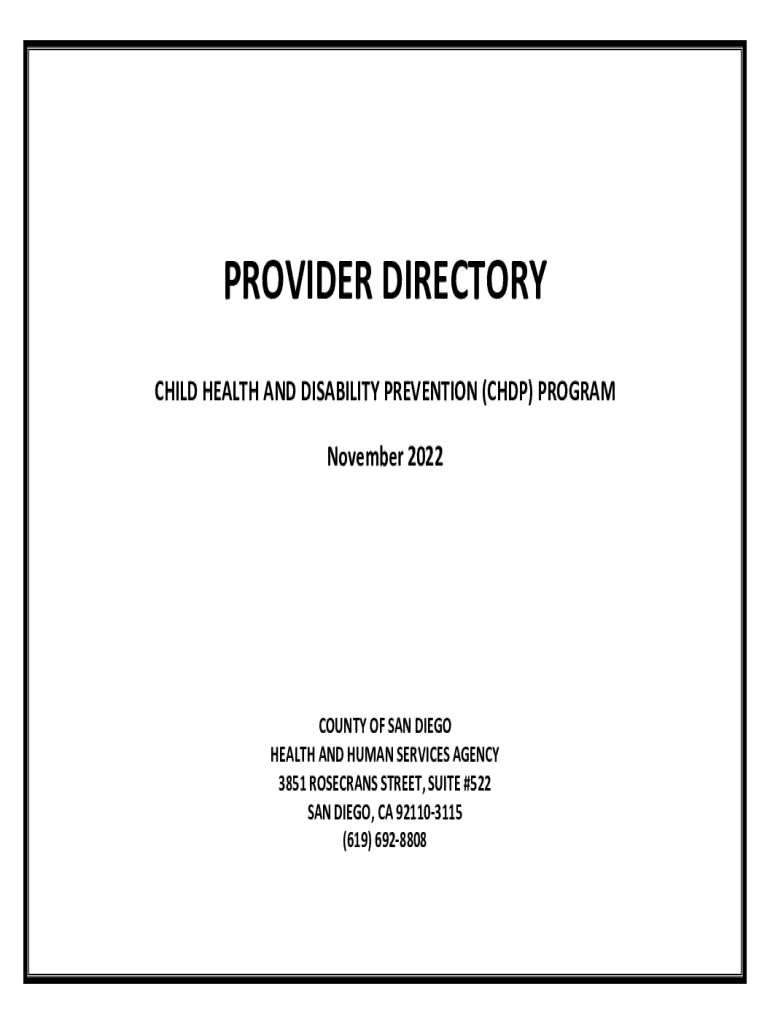 Fillable Online Child Health and Disability Prevention Program - San ...