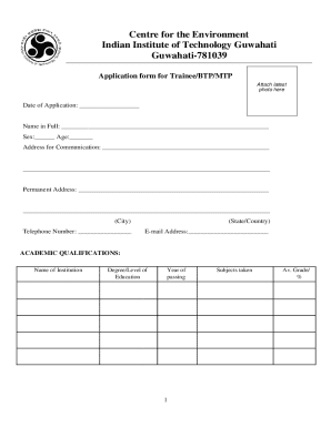 Fillable Online Application form for Trainee/BTP/MTP Fax Email Print ...
