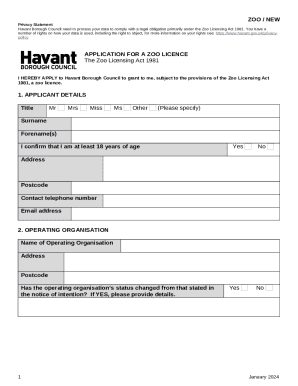 Zoo Application Doc Template | pdfFiller