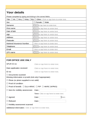 Disabled person's Freedom Pass application ( ... Doc Template | pdfFiller