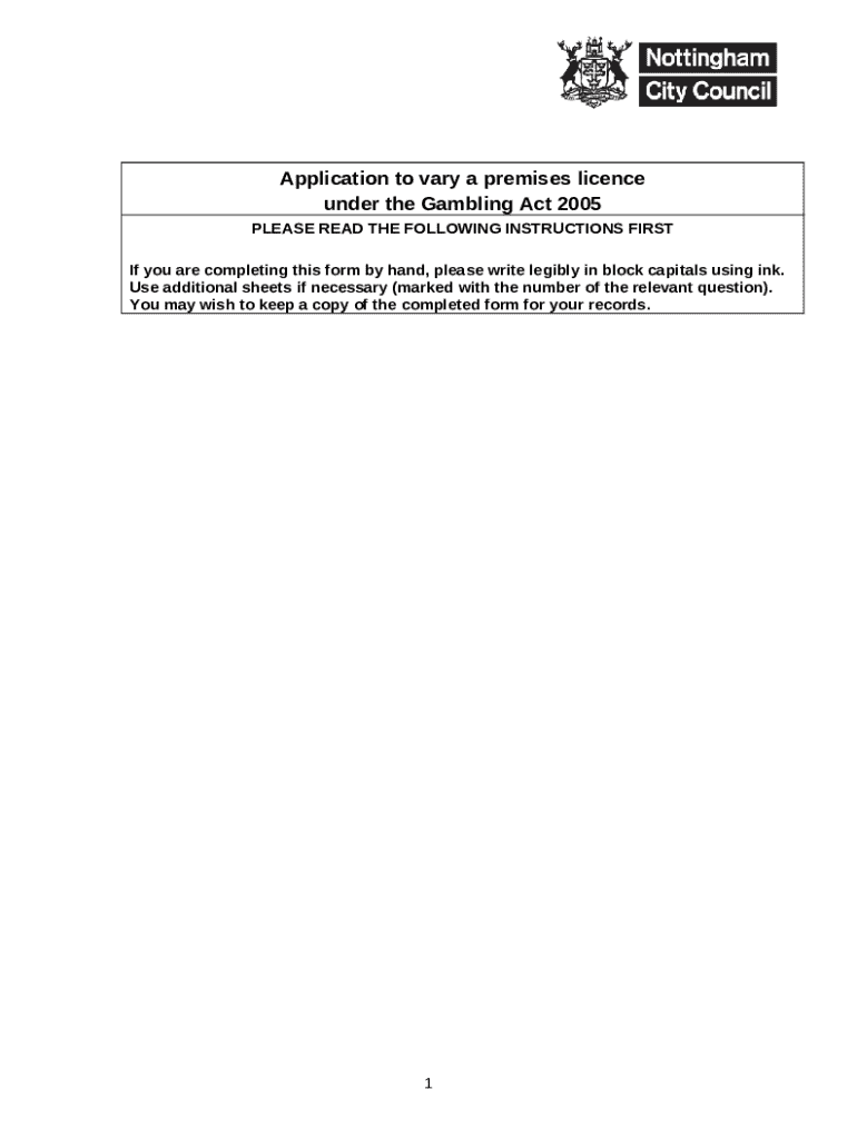 Online Application for premises variation (s.187) Doc Template | pdfFiller