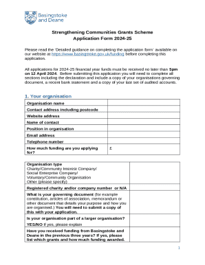 strengthening communities grant scheme application Doc Template | pdfFiller