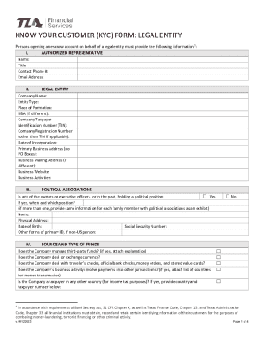 Fillable Online KNOW YOUR CUSTOMER (KYC) FORM: LEGAL ENTITY Fax Email ...